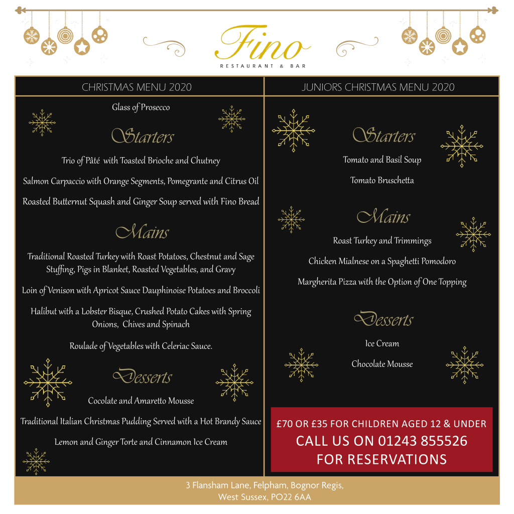 Christmas Menu – Fino – Restaurant and Bar